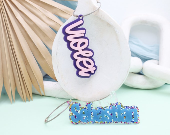 Backpack Name Tag Acrylic Keychain Personalized Acrylic Name Tag Diaper ...