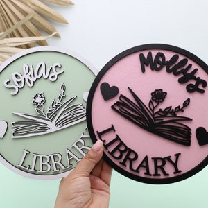 Library Sign, Book Decor, Bookish Decor, Personalized Library Sign ...