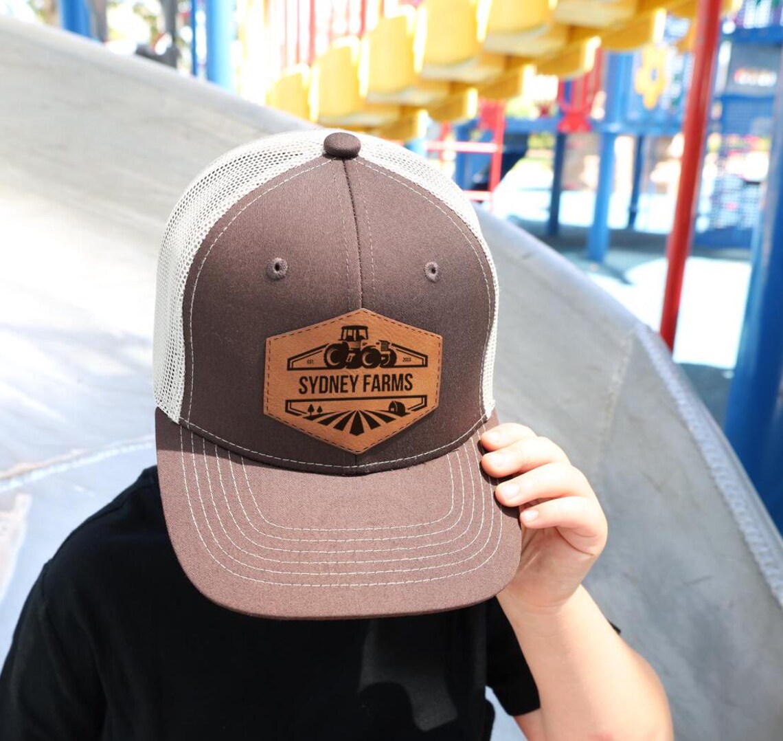 Kids Leather Patch Farming Hat,kids Cattle Farm Hat,kids Cow Farm Hat ...