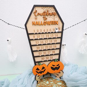 Moveable Ghost Countdown Sign, Halloween Countdown Wooden Calendar ...