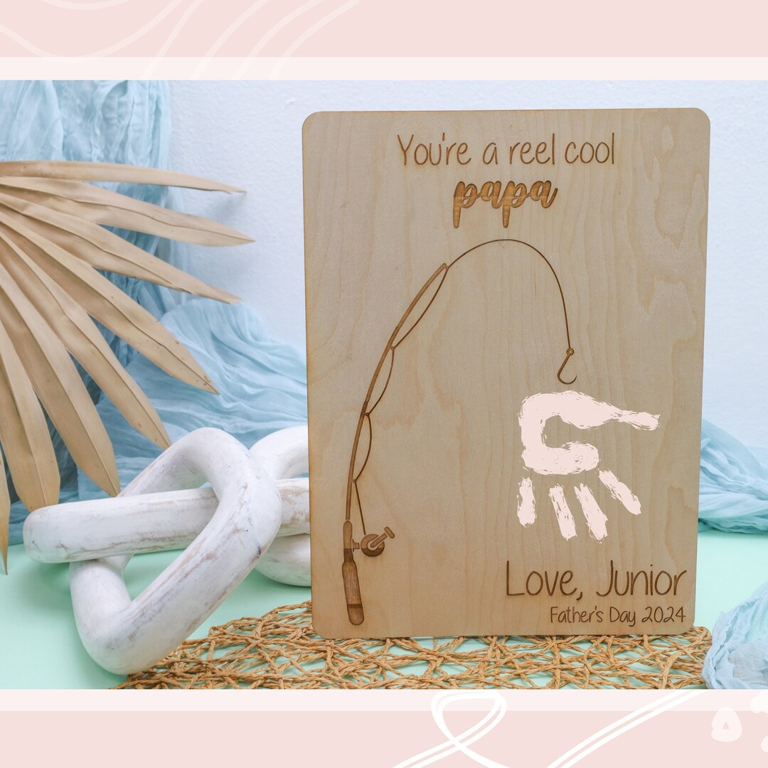 Customized Father's Day Handprint Gift From Kids, Fishing Father's Day ...
