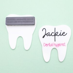 Custom Tooth Shaped Acrylic Name Tag, Magnetic Name Tag, Dental ...