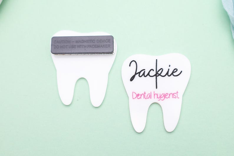 Custom Tooth Shaped Acrylic Name Tag, Magnetic Name Tag, Dental ...