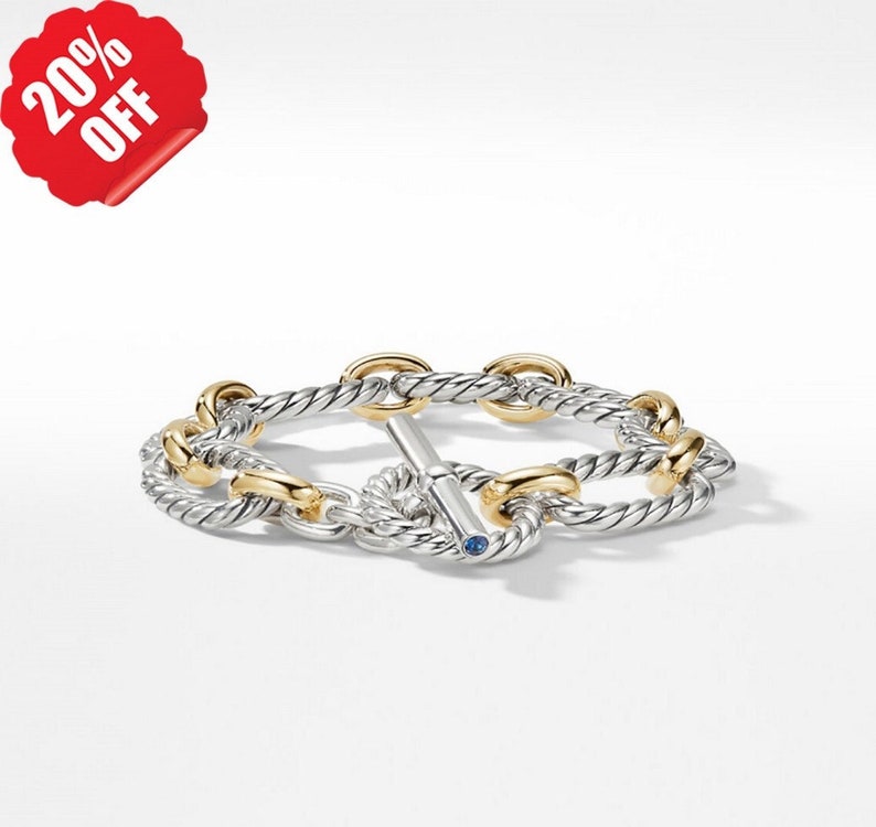 Cable Cuff Bracelet, Sterling Silver Bangle Bracelet , 18K Gold Plated ...