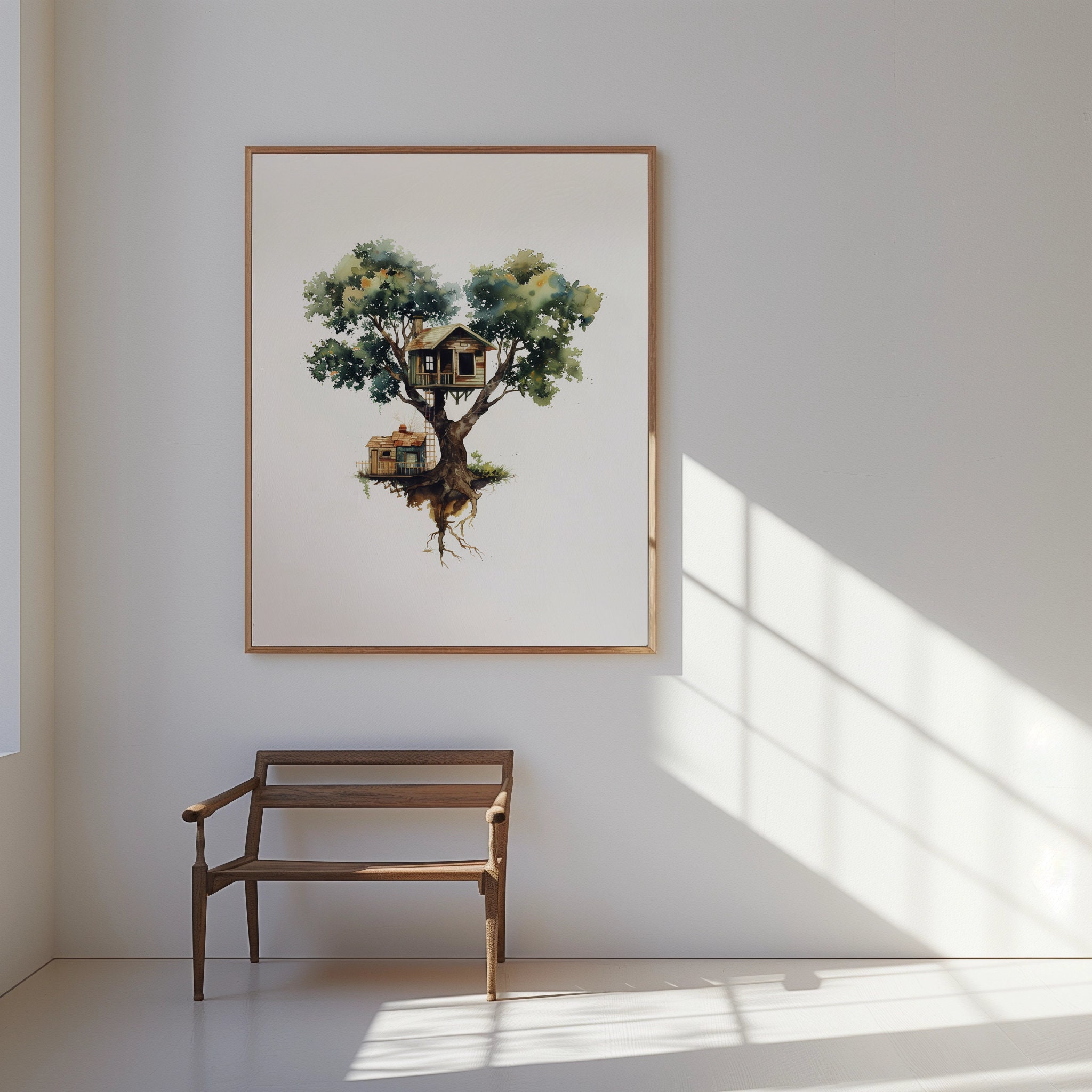 Tree House Wall Art for Living Room Painting of Tree House Decor for ...