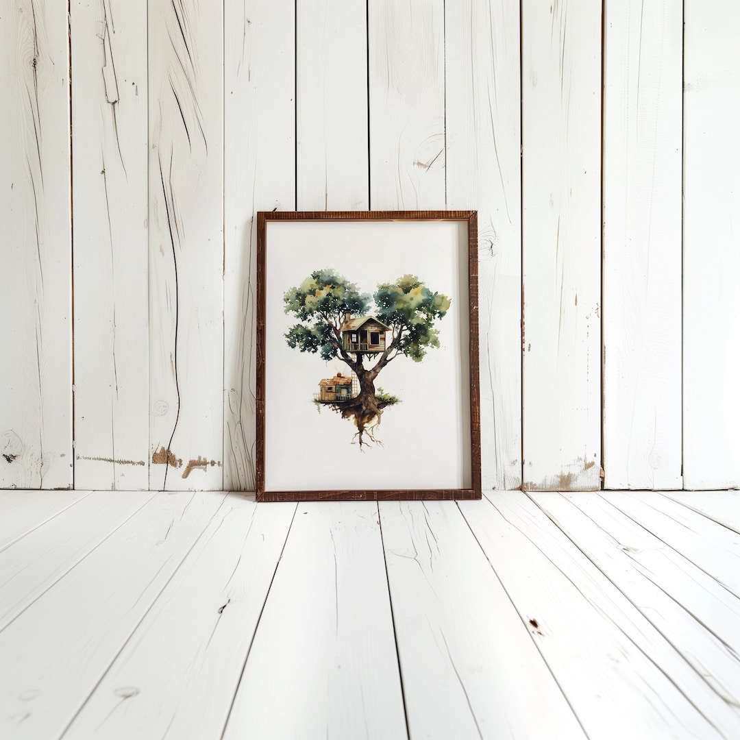 Tree House Wall Art for Living Room Painting of Tree House Decor for ...