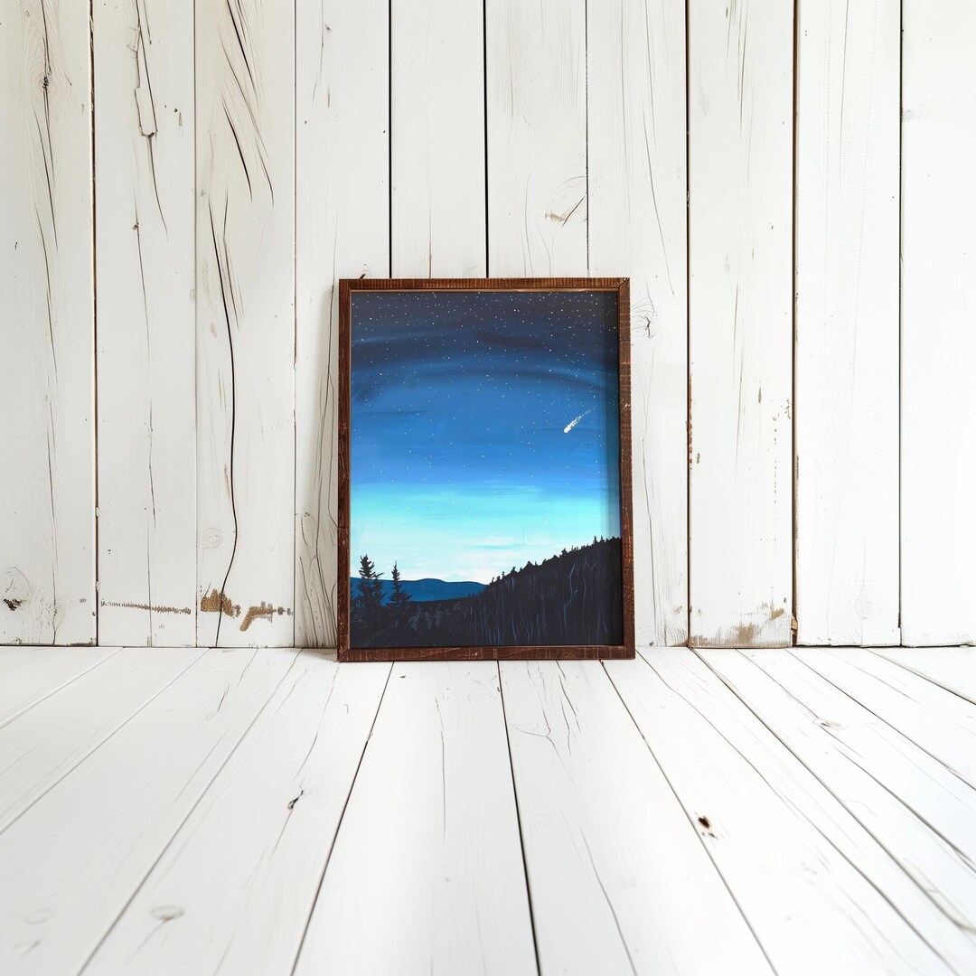 Falling Star Painting for Living Room Wall Art of A Night Sky for ...