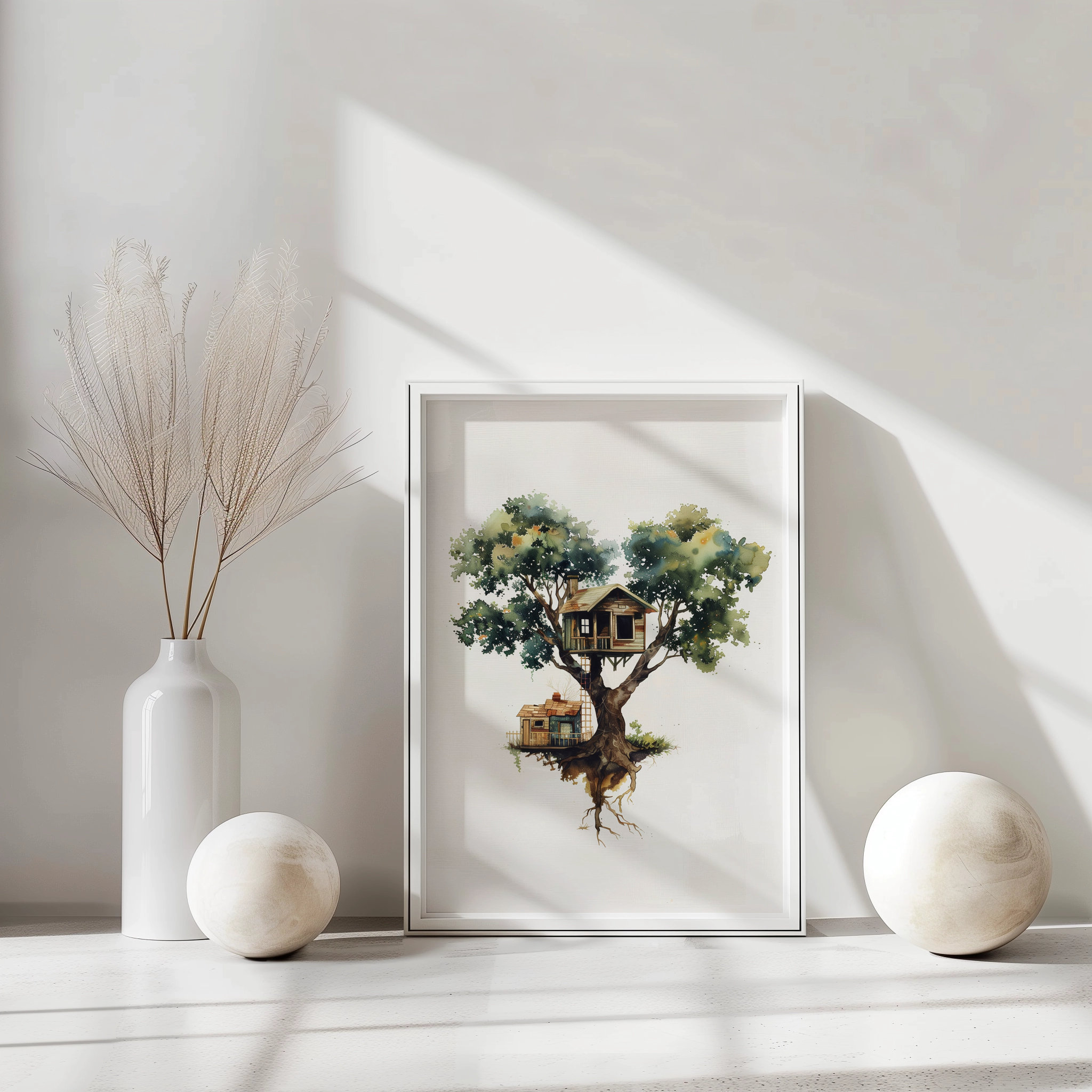 Tree House Wall Art for Living Room Painting of Tree House Decor for ...