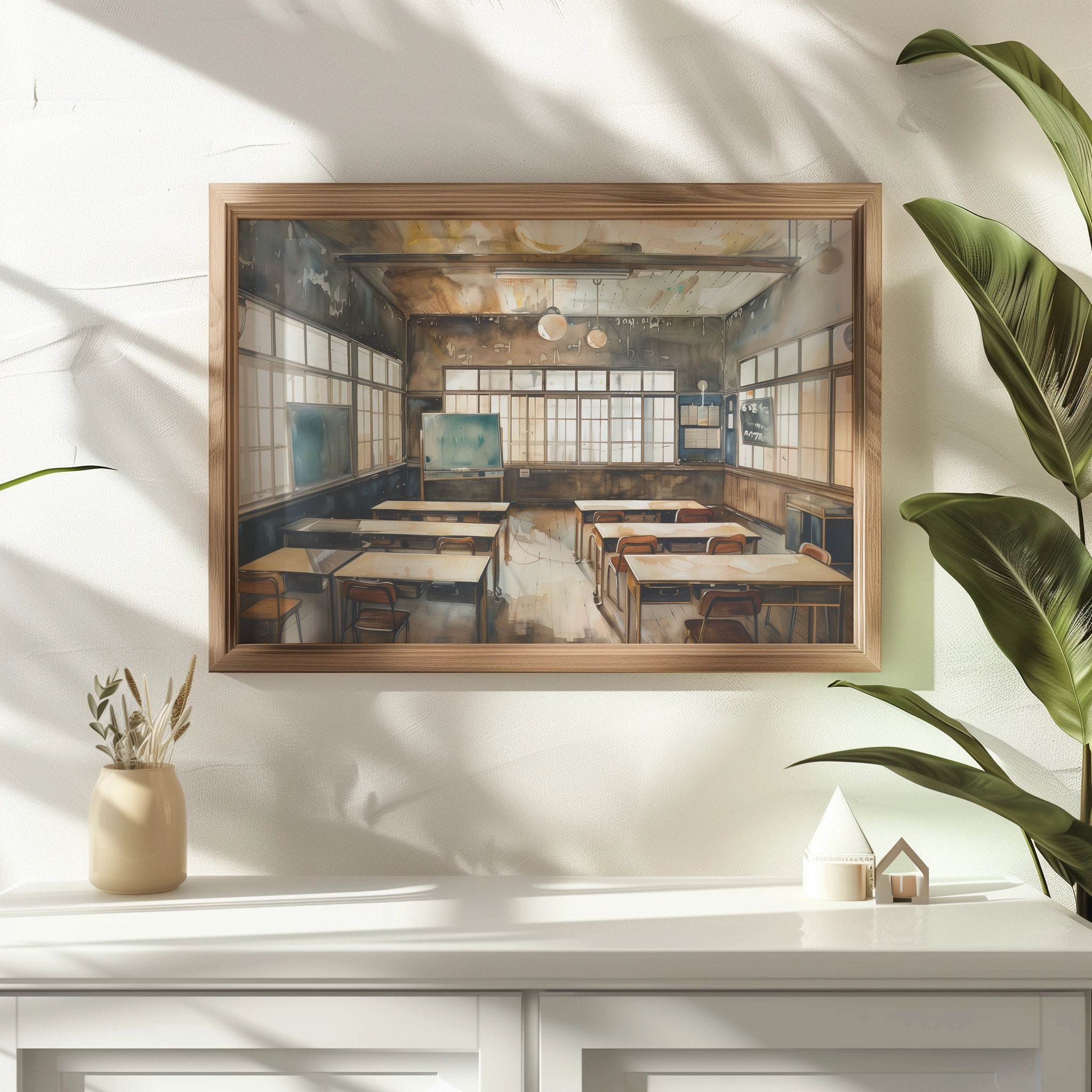 Painting of A School Classroom Wall Art for Living Room Painting of ...