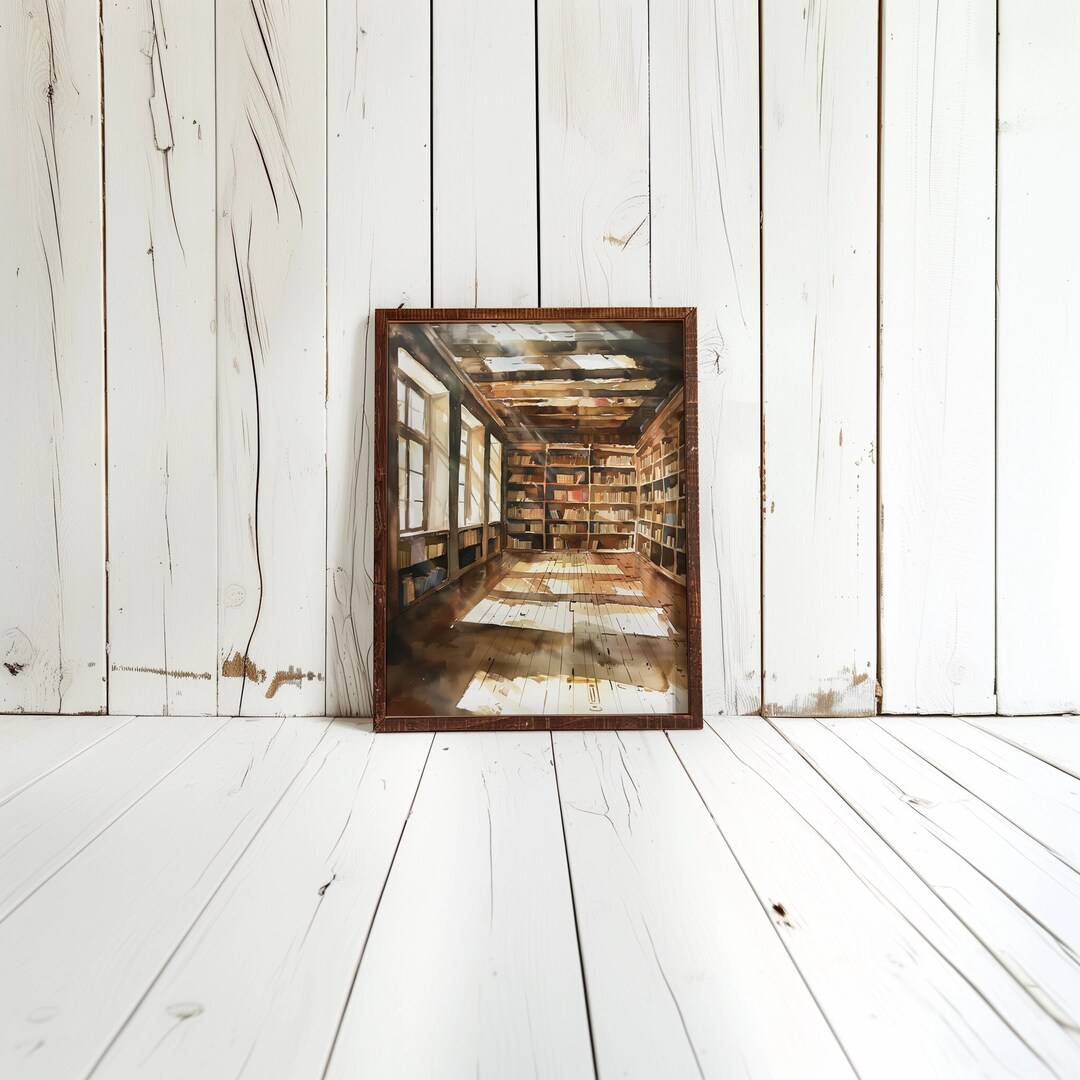 Library Painting for Living Room Wall Art of Library for Bedroom Wall ...