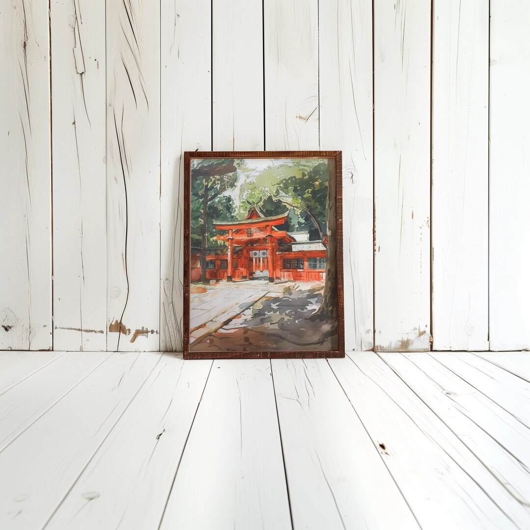 Painting of A Japanese Shrine Wall Art for Living Room Painting of ...