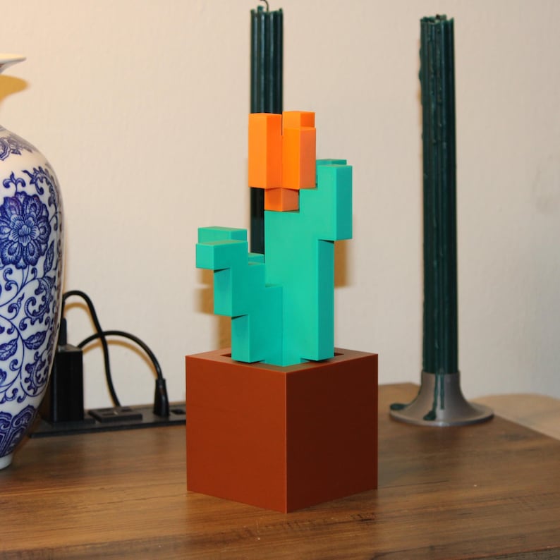 Pixel Tulip Desk Decor | Block-style Flower Pot | Gamer Room ...