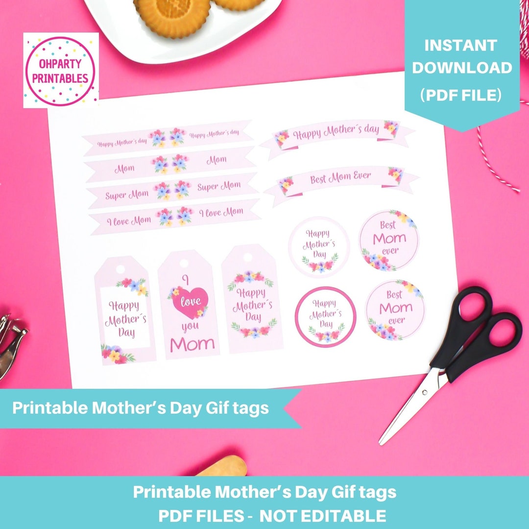 Mother's Day Tag Printable, Printable Mother's Day Gift Tag, Happy ...