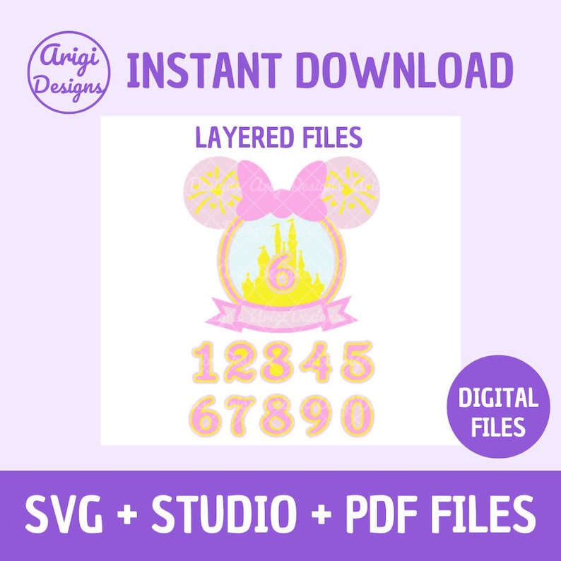 Minnie Mouse Shaker Cake Topper SVG Template: Pink Castle (digital ...