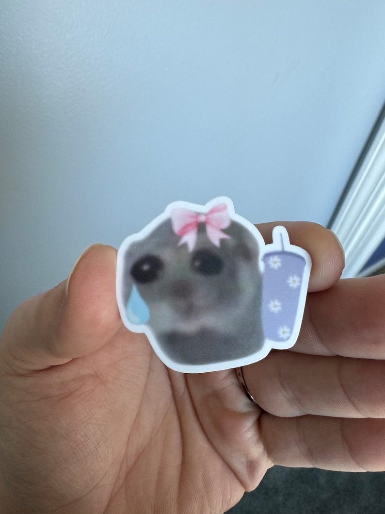 Crying Hamster Vinyl, Sticker, Crying Hamster Meme, Funny Meme, I Am ...