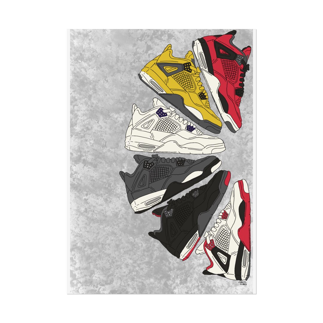 Jordan 4s Rolled Posters, Sneaker Art Prints, Shoe Lover Home Decor ...
