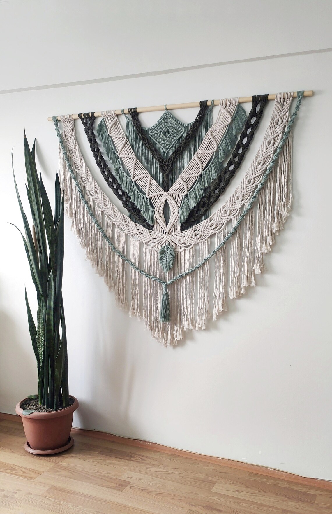 Super Large Macrame Wall Hanging, Oversize Wall Art, Pastel Green ...