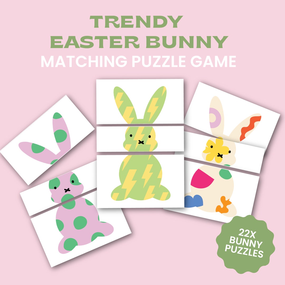 Easter Bunny Rabbit Spring Montessori Puzzle Matching Card Game ...