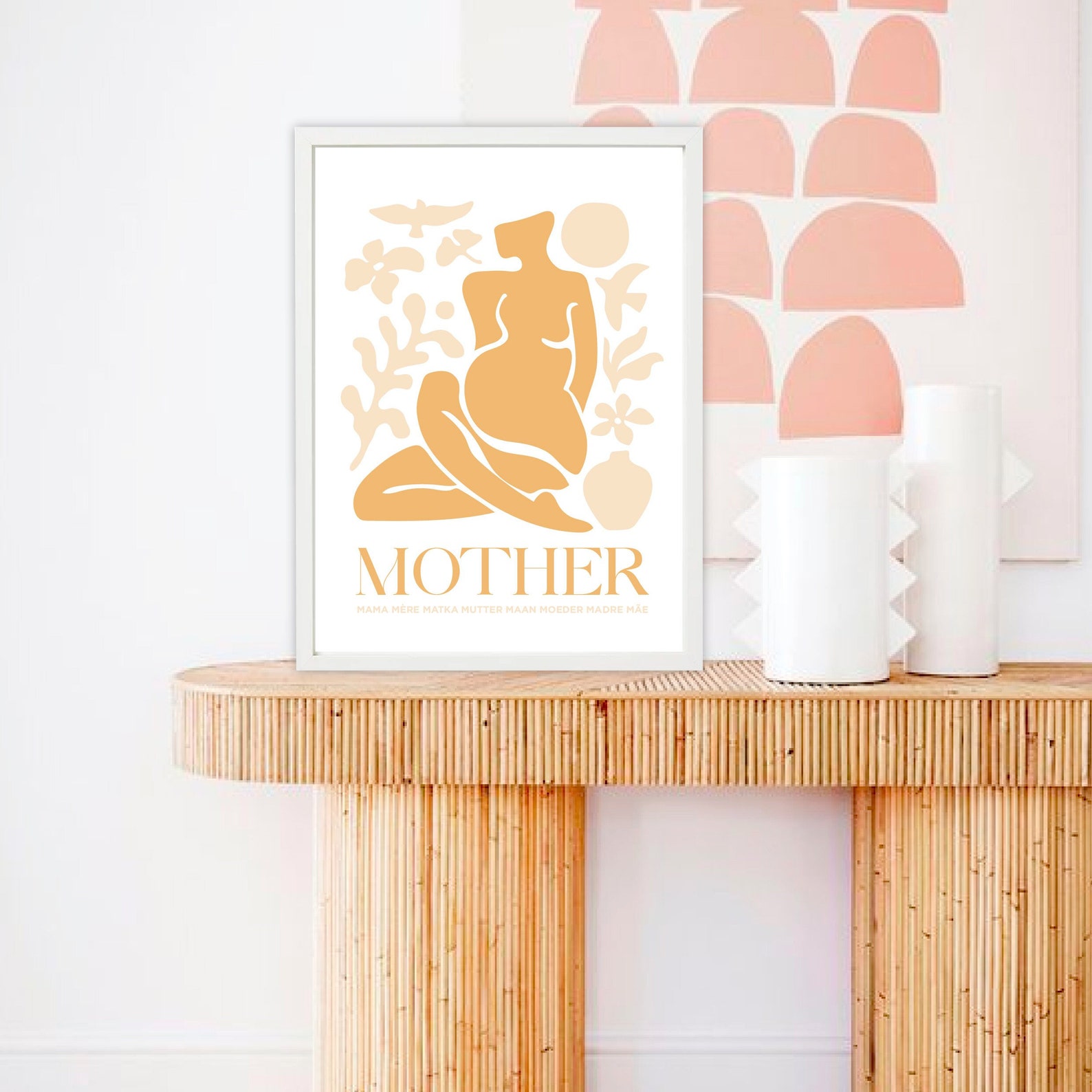 Customisable Boho Abstract Art Pregnancy New Mum Pregnant Artwork Print ...