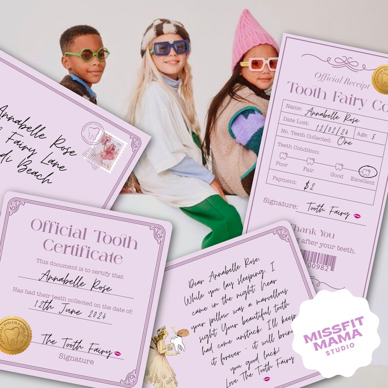 Editable Canva Template Digital Download Mini Tooth Fairy Note Cards ...