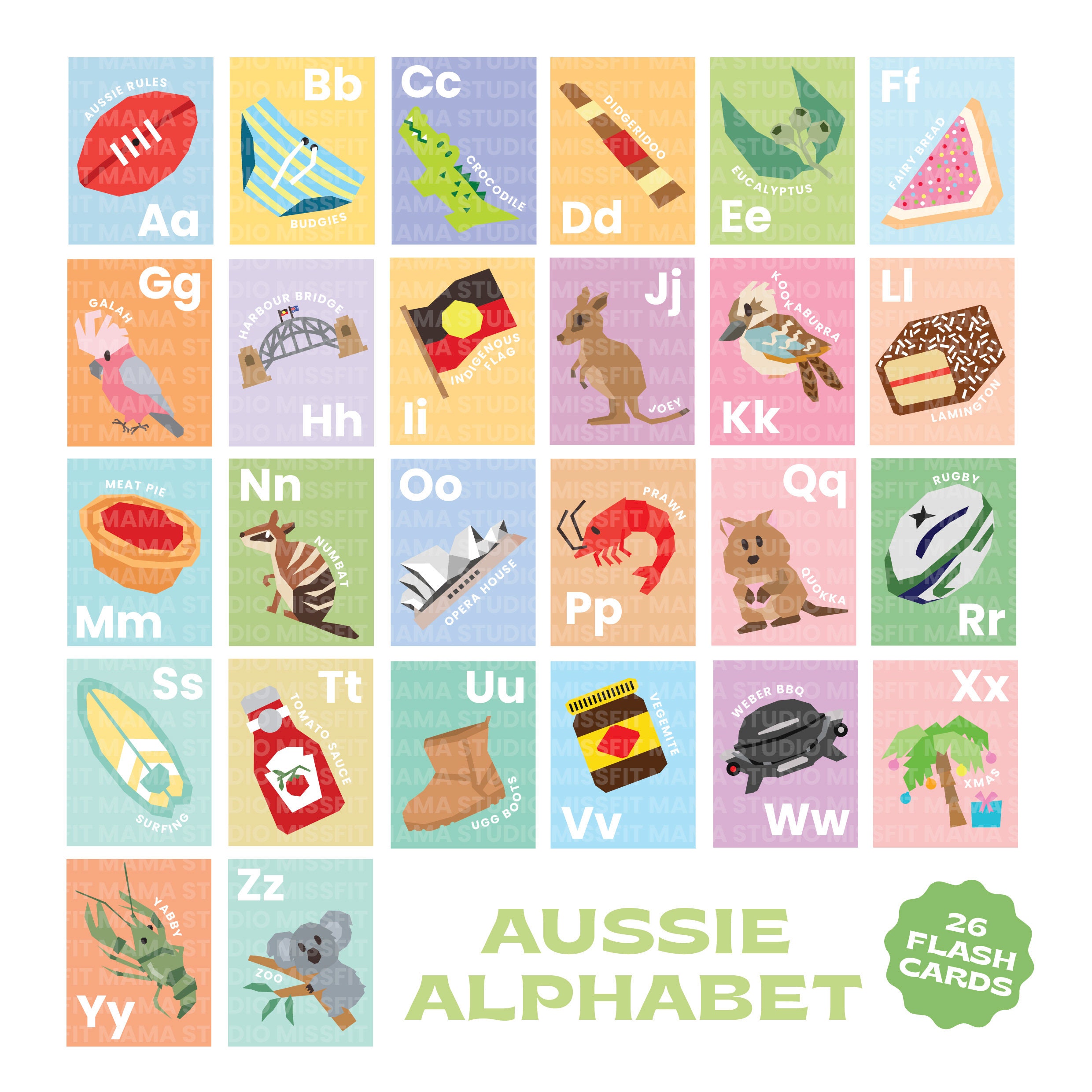 Aussie Alphabet Flashcards Australian Slang Alphabet Education Art ...