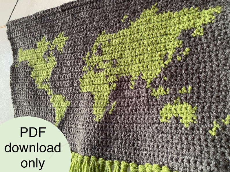 World Map Tapestry Crochet PATTERN - Etsy