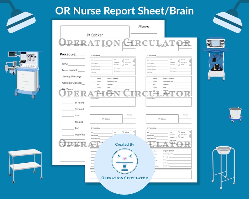 Operating Room Nursing Report Sheet | Perioperative Report Sheet | OR ...