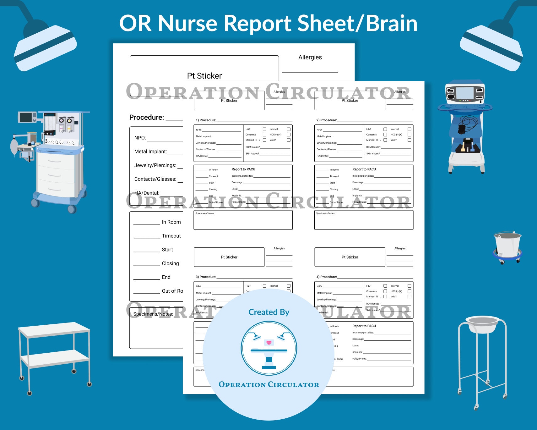 Operating Room Nursing Report Sheet | Perioperative Report Sheet | OR ...