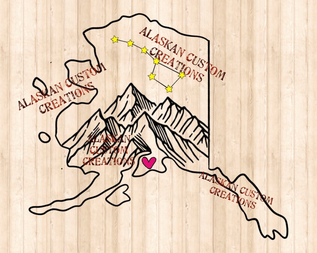 Alaska State Outline Big Dipper Mountain Scene Digital Image PDF PNG ...