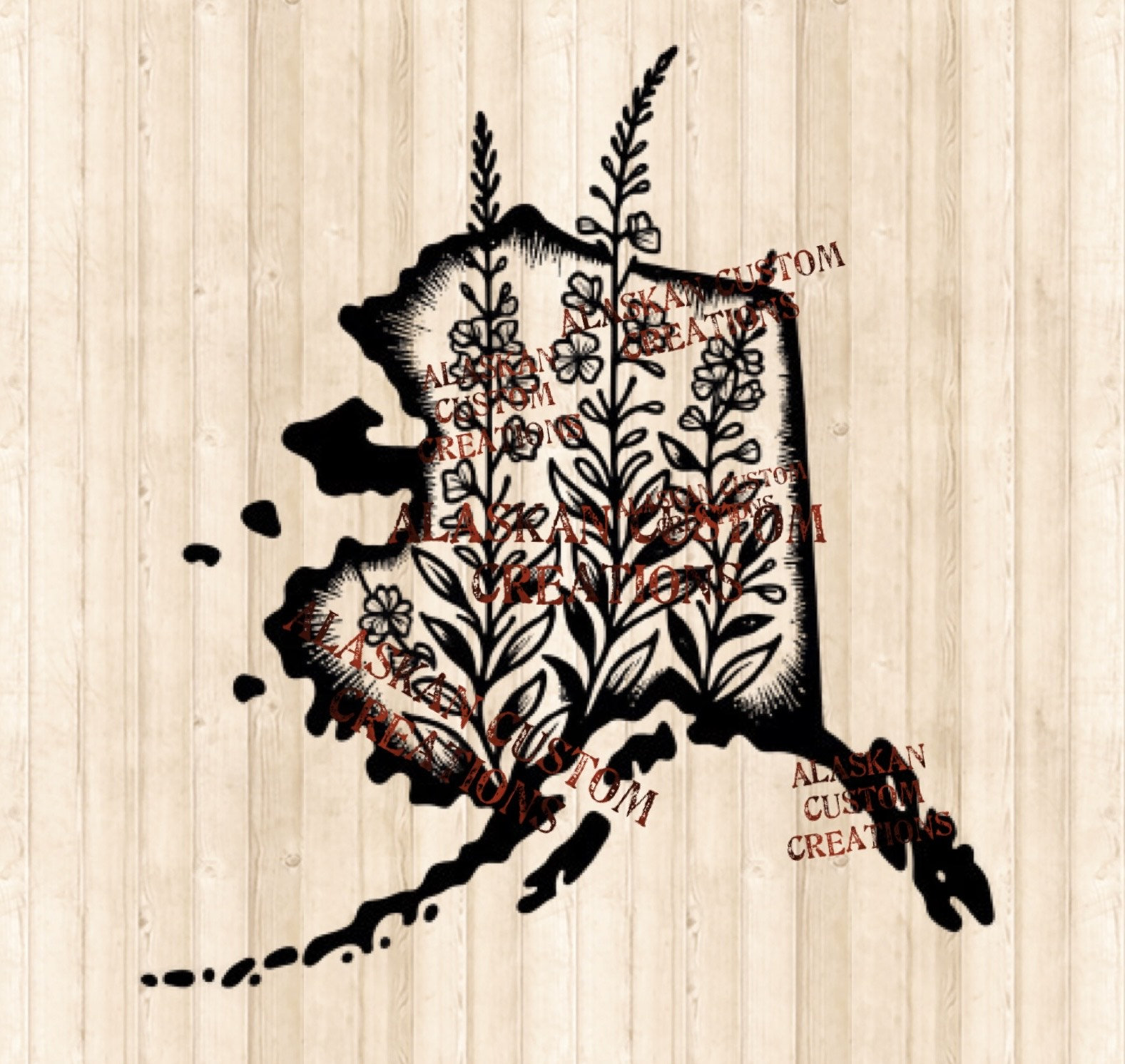 Alaska State Outline With Fireweed Digital Image PDF/PNG/SVG - Etsy