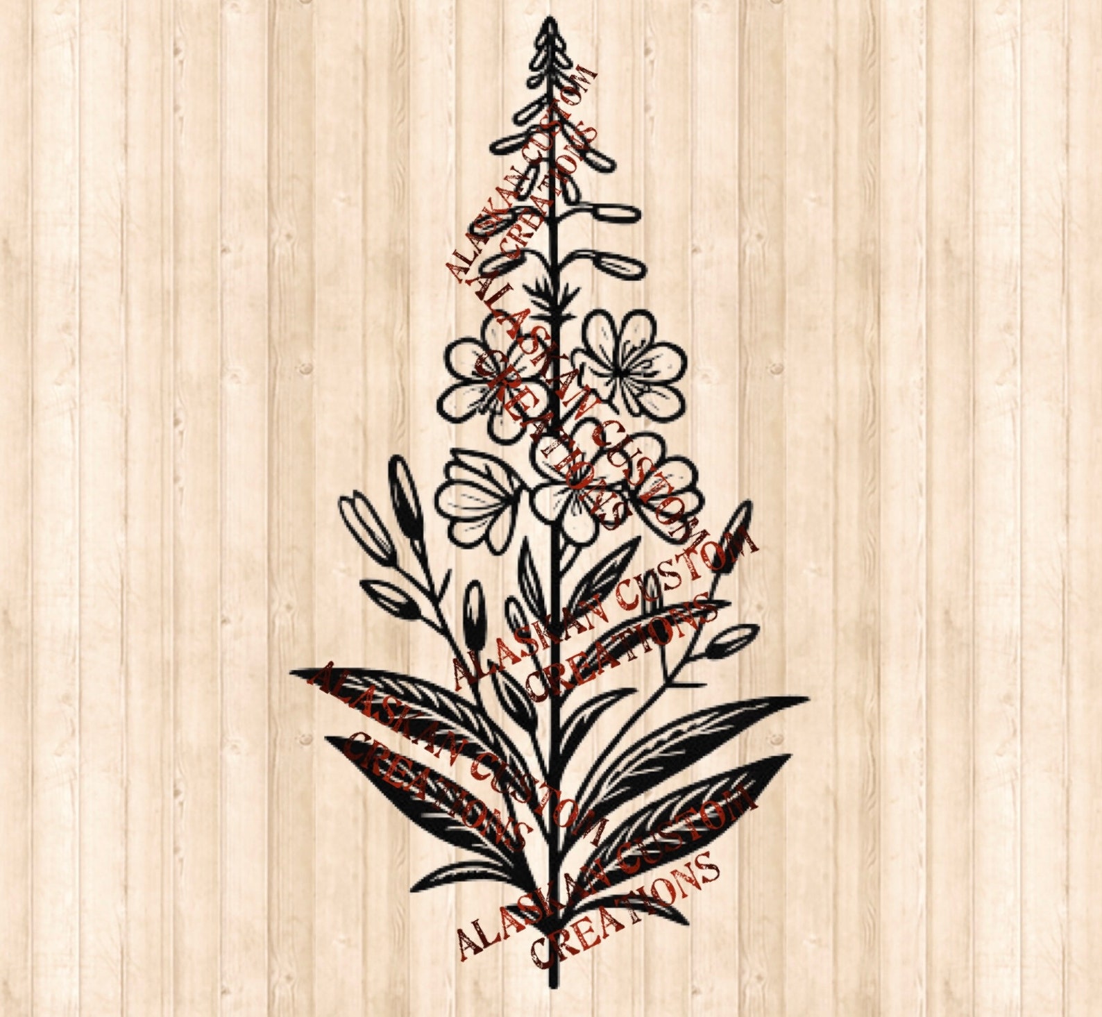 Alaskan Wildflower Simple Fireweed Digital Image Laser Engraving SVG ...