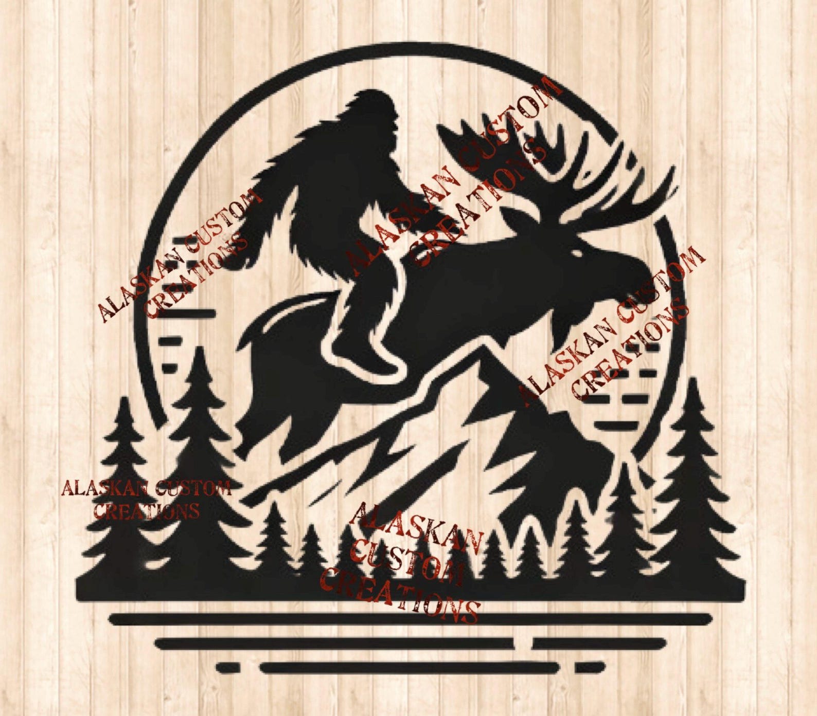 Alaskan Bigfoot Riding Moose Nature Theme Simple Logo Digital Image PDF ...