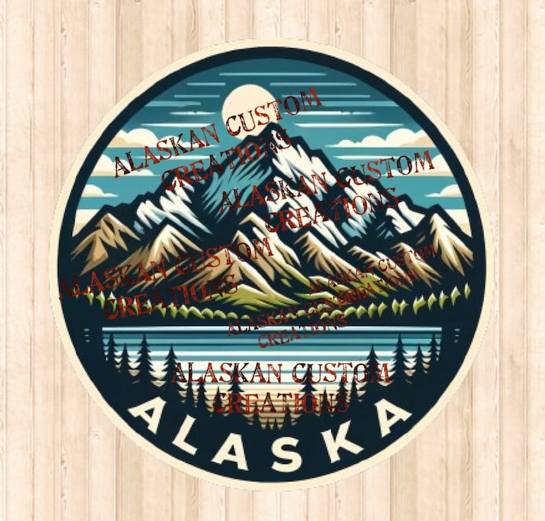 Alaska Mountain Scene Logo Style Digital Image Digital Image Laser ...