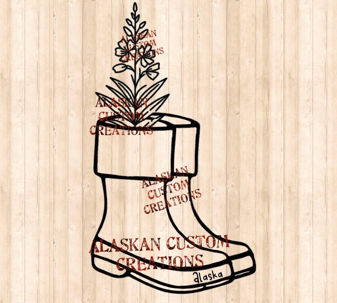 Alaskan Boots With Fireweed Outline Digital Image PDF/PNG/SVG - Etsy