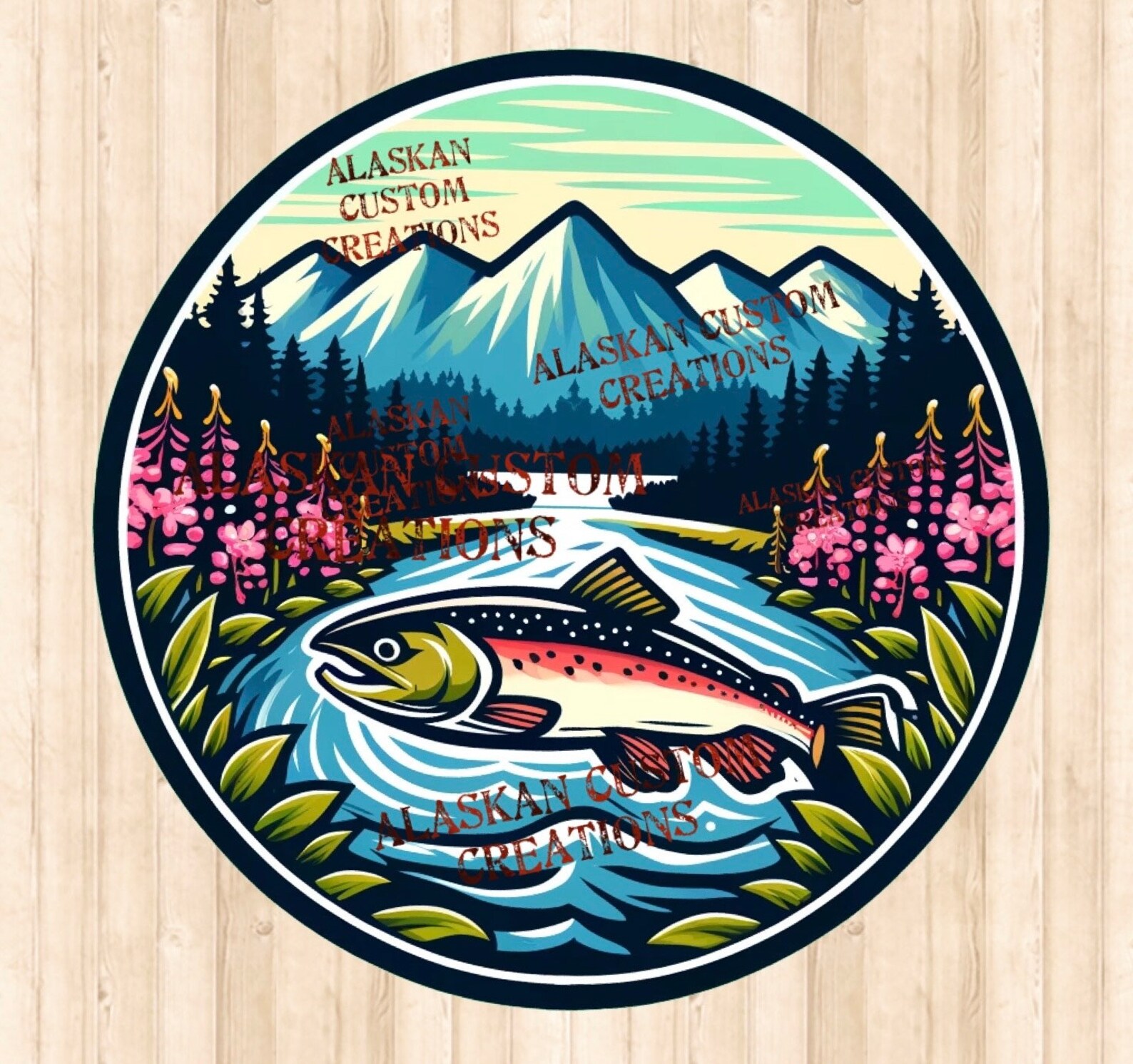 Alaska Colorful Landscape Featuring a Salmon and Fireweed Digital Image ...