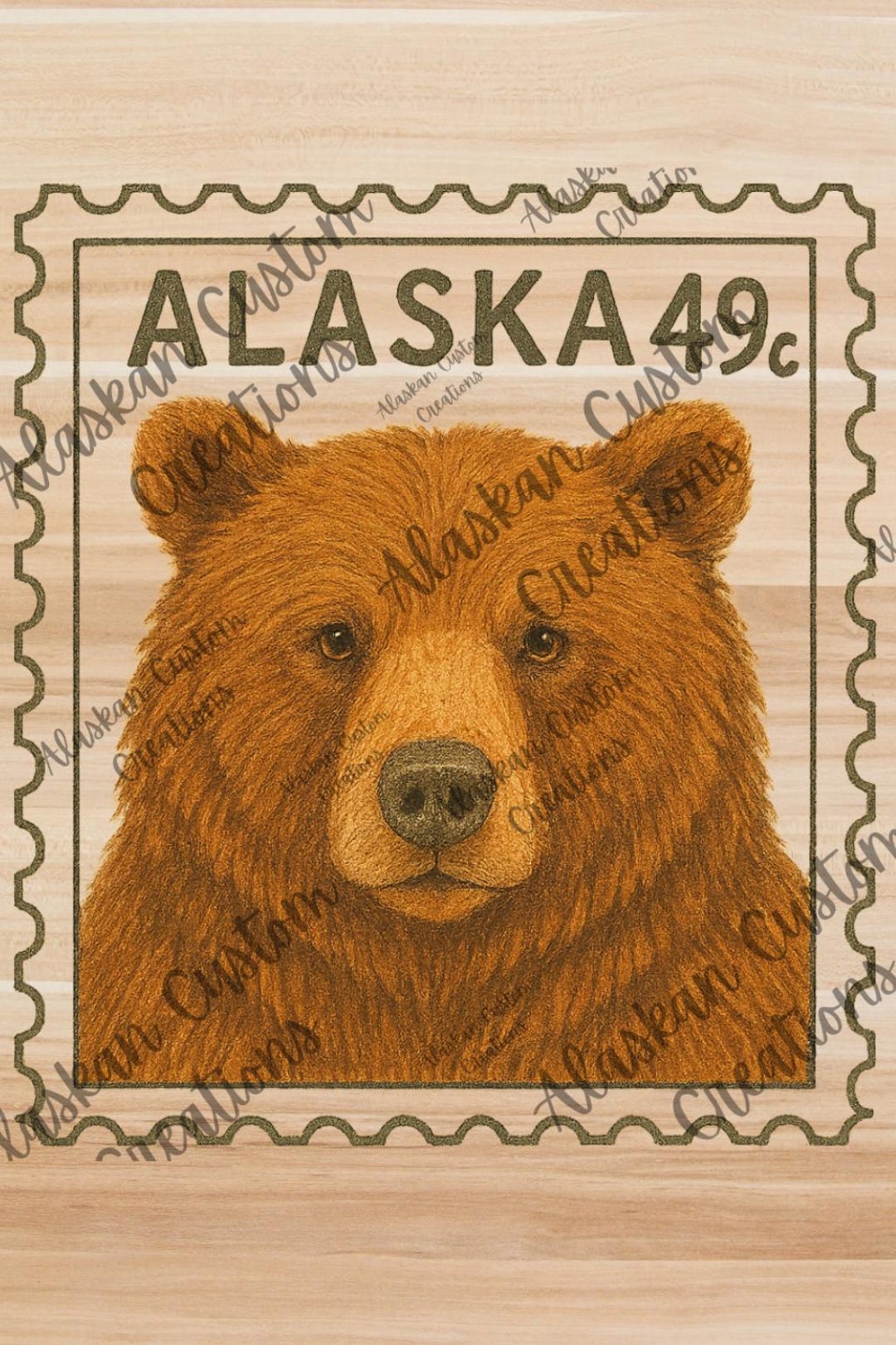 Alaska Brown Bear Postage Stamp Digital Download | Vintage Wildlife ...
