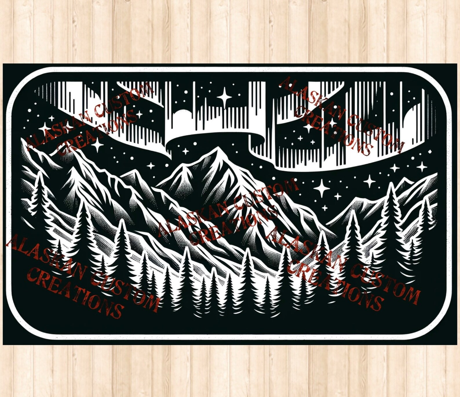 Alaska Nature Scene Mountains Aurora Northern Lights Laser PDF PNG SVG ...