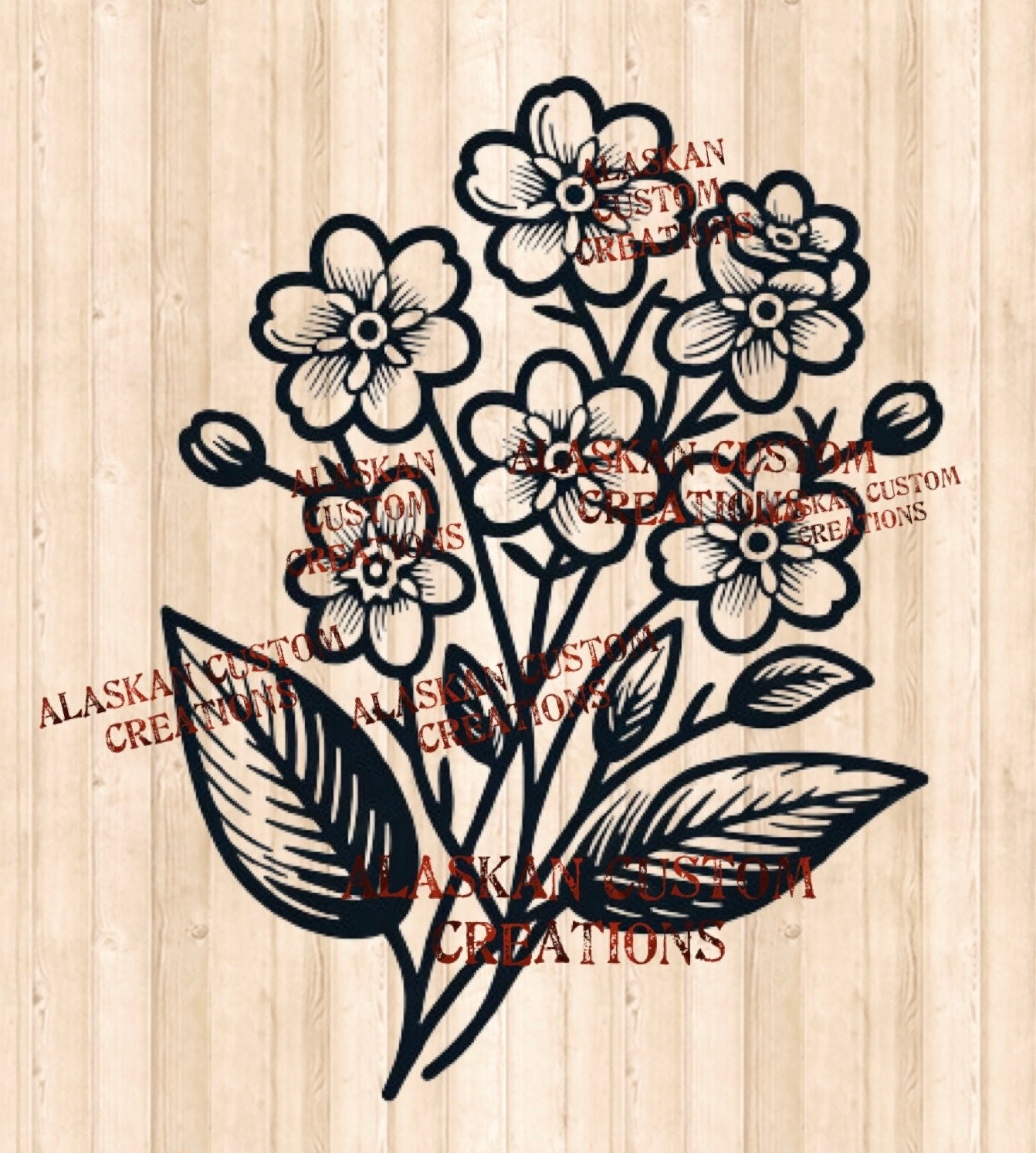 Alaskan State Flower: Forget Me Not Simple Outline Drawing Digital ...