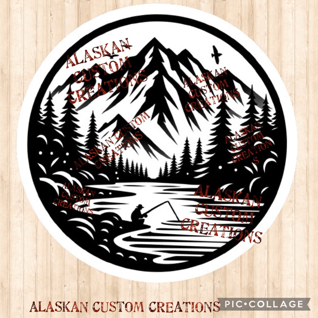 Alaskan Mountain Fishing Logo Nature Scene Digital Image PDF PNG SVG - Etsy
