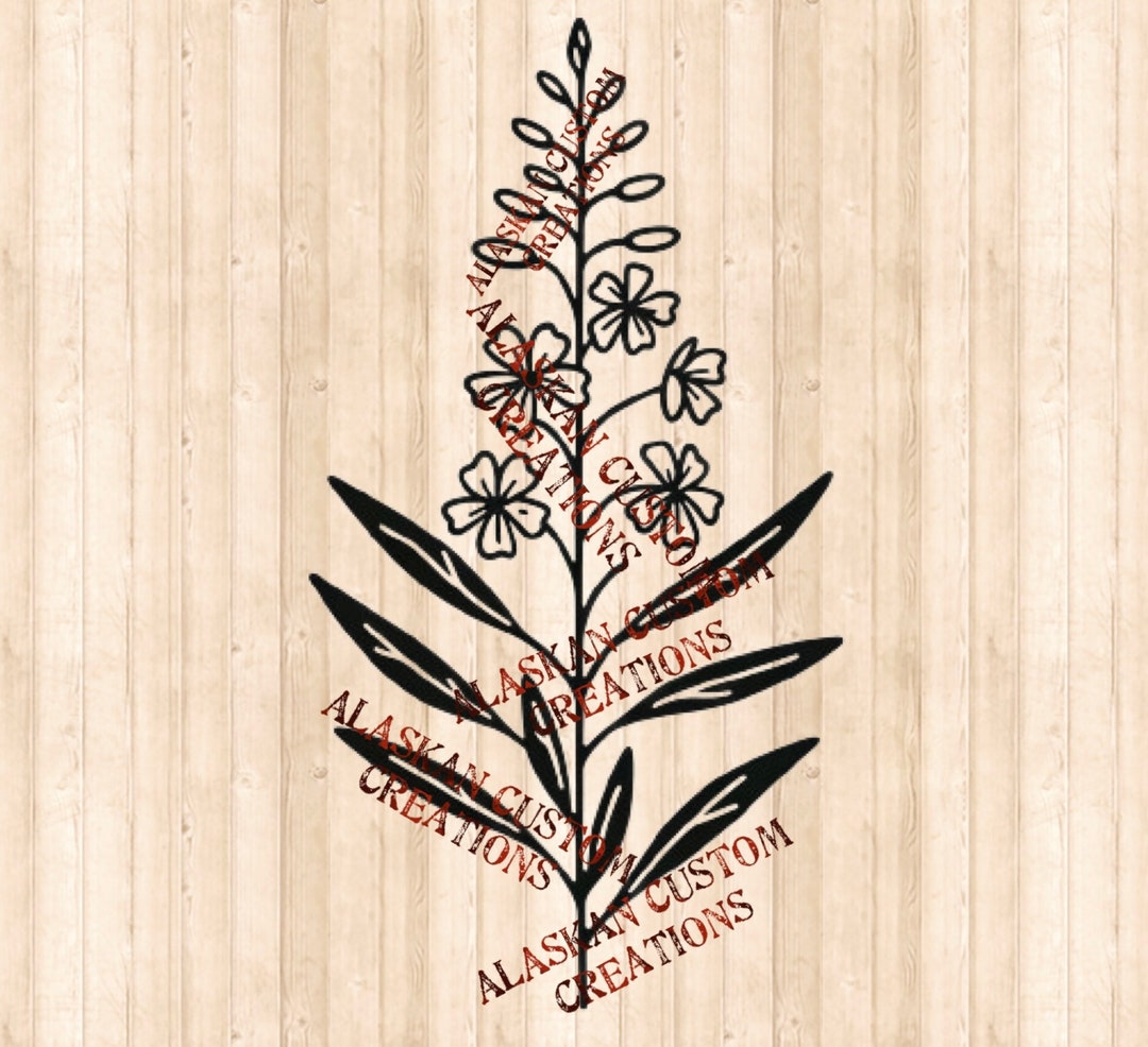 Alaskan Wildflower Simple Fireweed Digital Image Laser Engraving SVG ...
