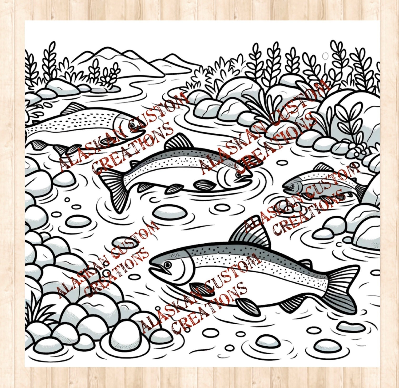 Wild Alaskan Salmon Run Coloring Page for Kids and Adults PDF - Etsy