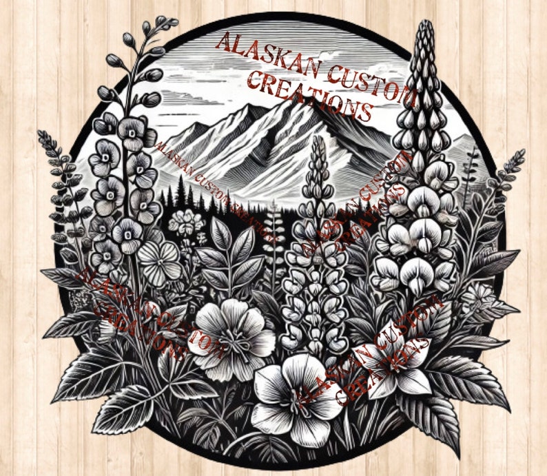 Alaska Wildflower Logo Digital Image Fireweed Lupine Dogwood PDF PNG ...