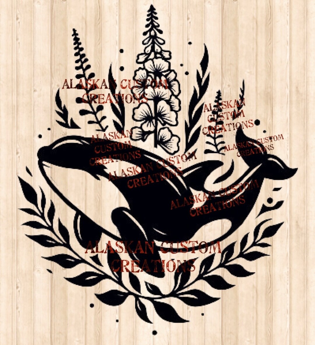 Alaskan Themed Orca Whale and Fireweed Digital Image PDF/PNG/SVG - Etsy