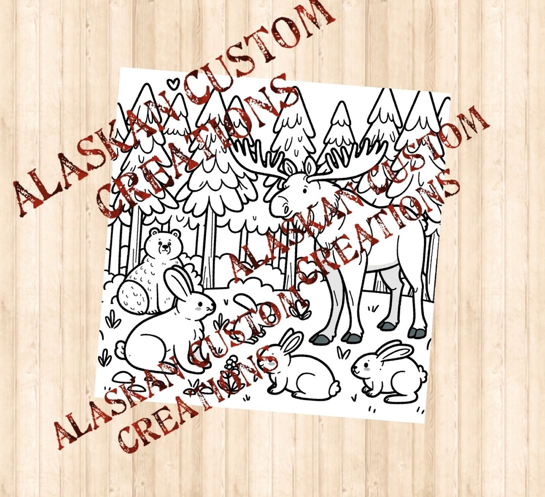 Alaskan Nature & Animal Themed Coloring Page for Kids and Adults PDF - Etsy