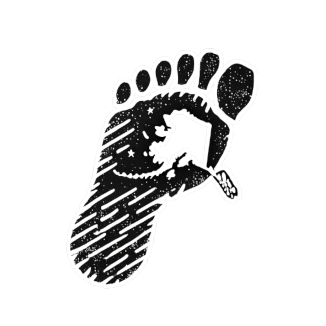 Vinyl Decal, Alaska Bigfoot Footprint State Outline Sticker, Sasquatch ...