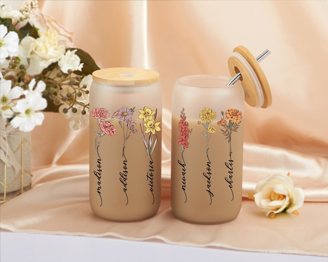Custom Birth Flower Coffee Cup With Kids Names,mother's Day Gift ...