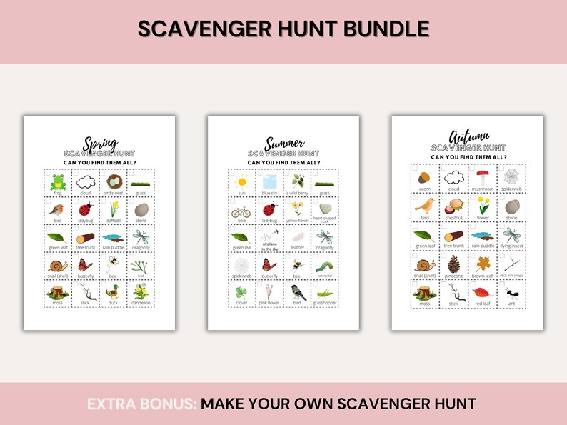 Nature Scavenger Hunt Bundle, Outdoor Activity, Outdoor Nature ...