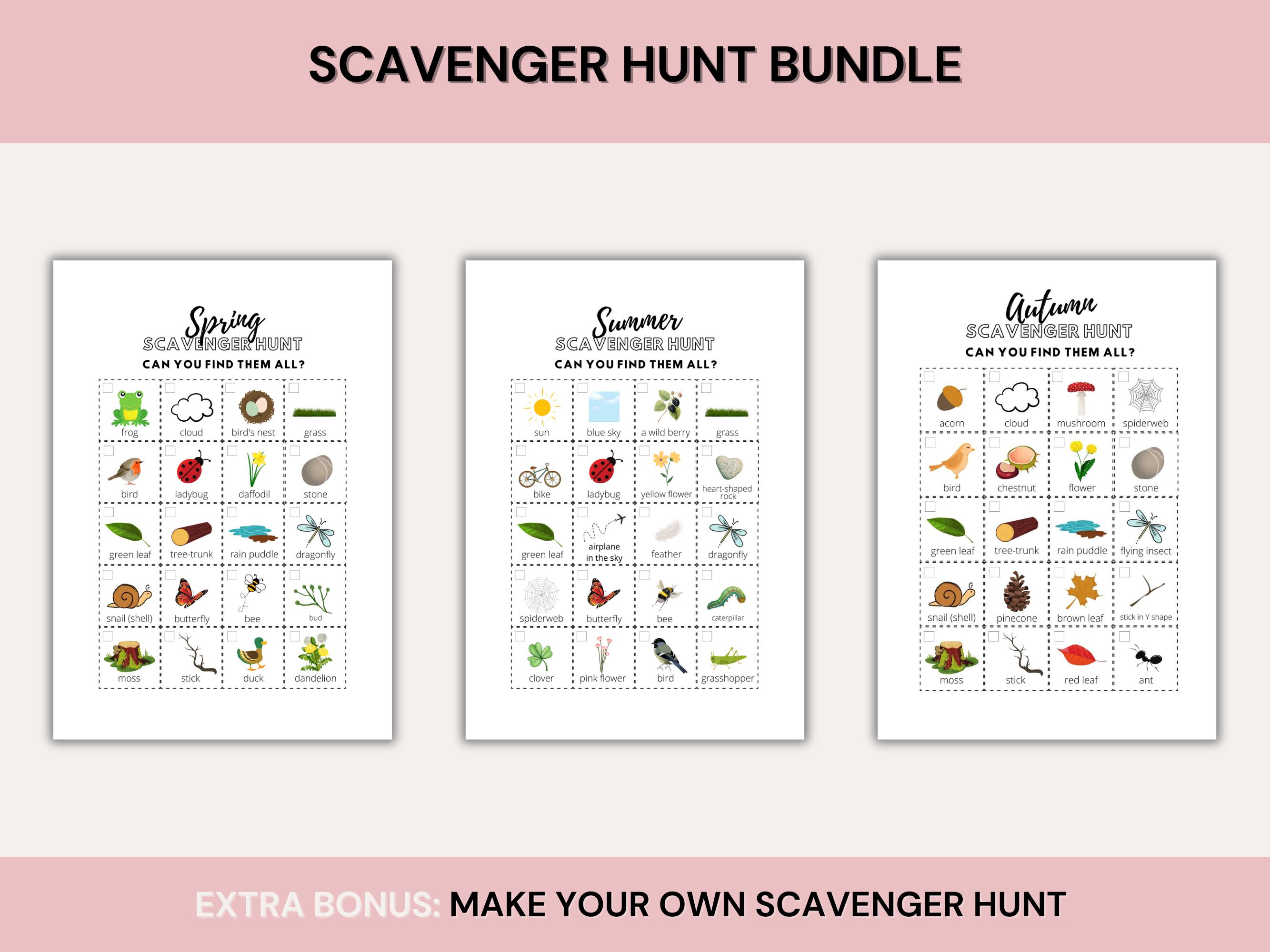 Nature Scavenger Hunt Bundle, Outdoor Activity, Outdoor Nature ...