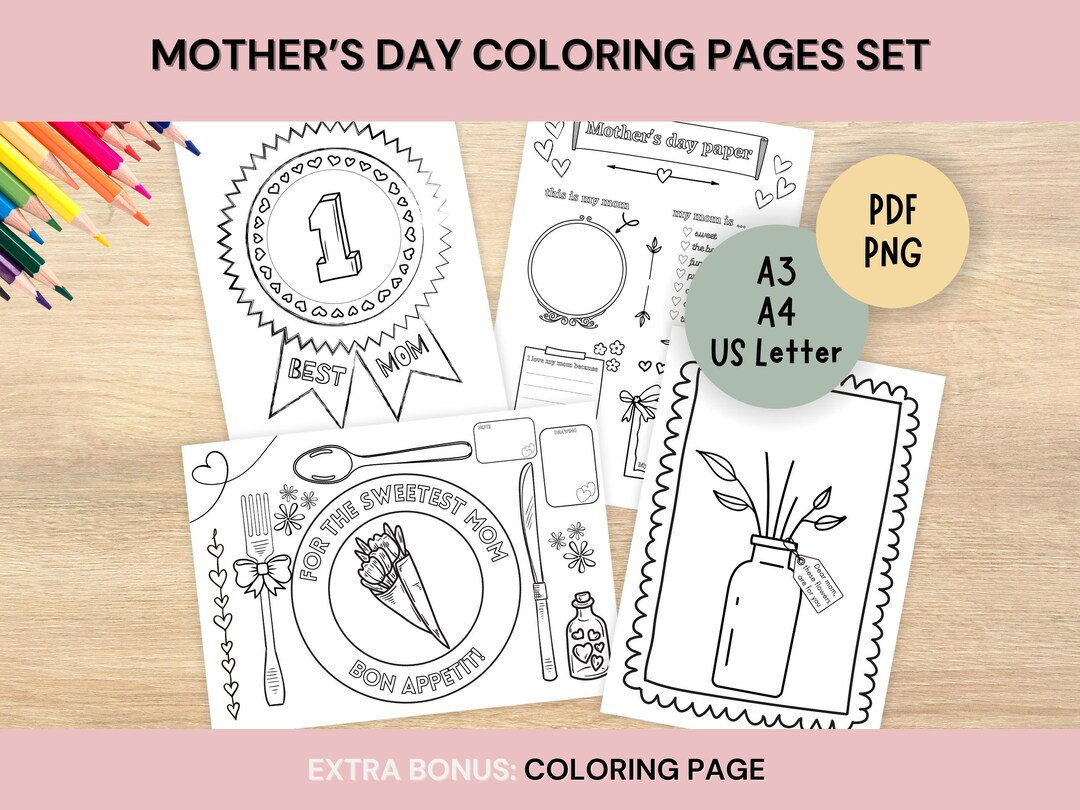 Mother's Day Coloring Pages for Kids | Printable Gift for Mom ...