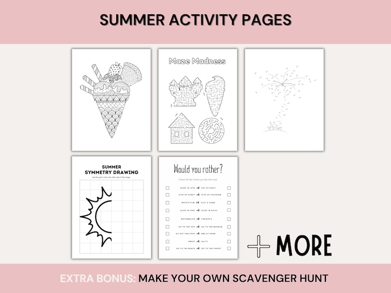 Activity Book Summer, Printable Activity Pages for Kids 7-12, Family ...
